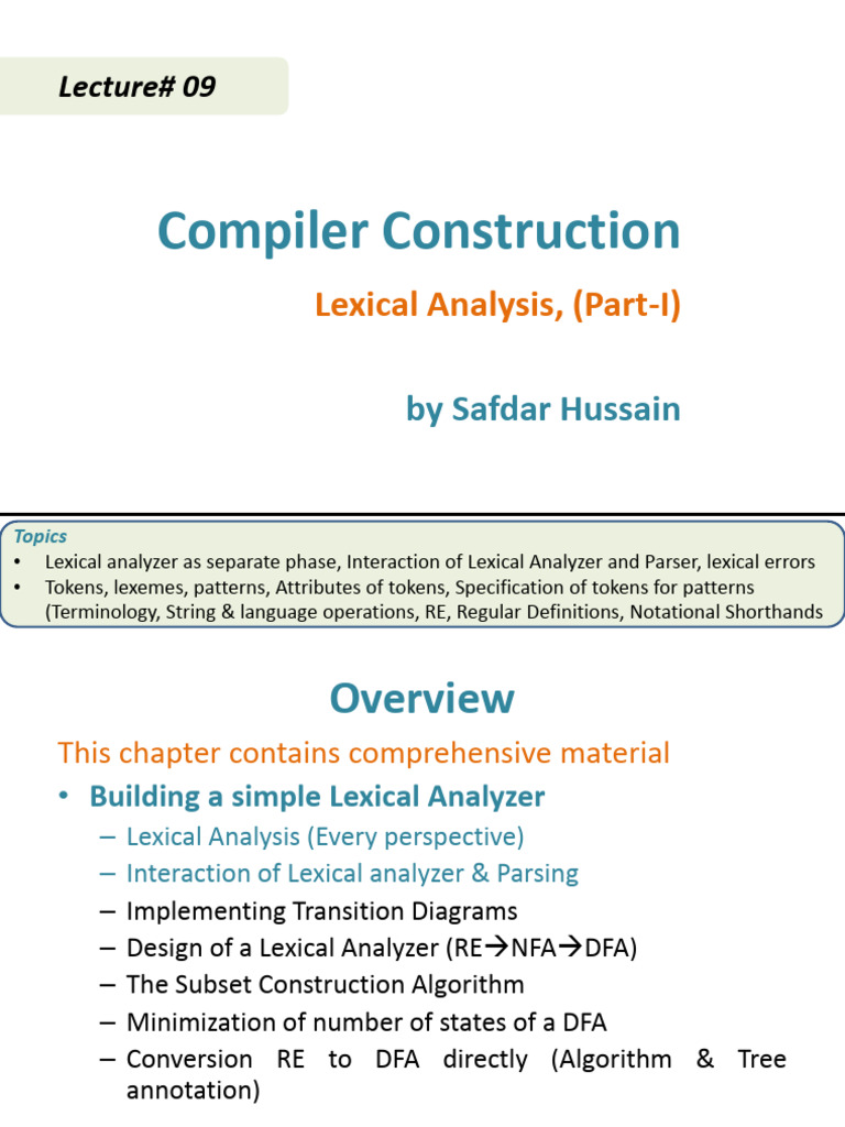Lecture#9 - Chap#3 (Lexical Analysis (Part-I) ) | PDF | Parsing | Software Development