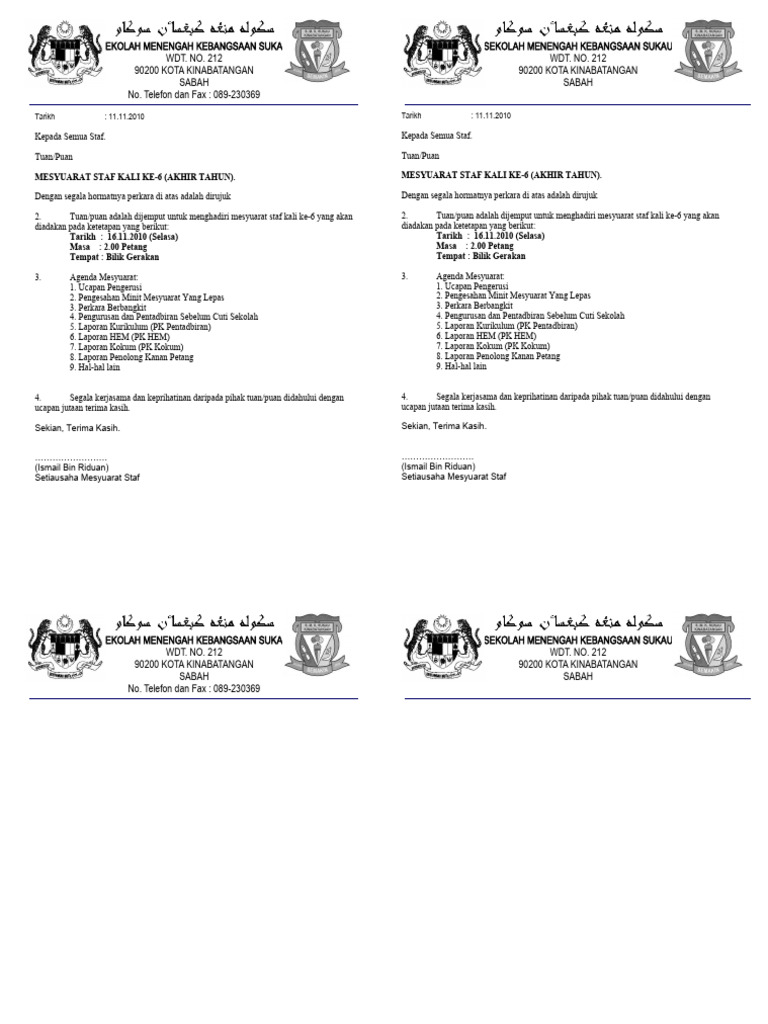 Jemputan Meeting Akhir Tahun | PDF