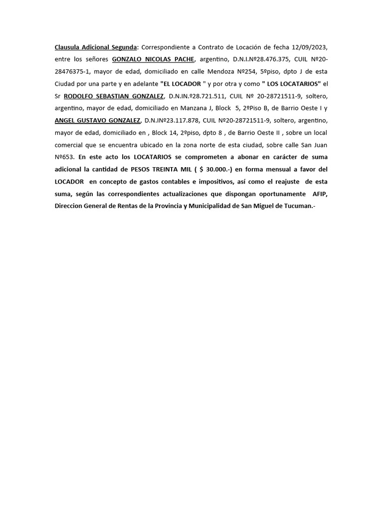 Clausula Adicional Segunda | PDF