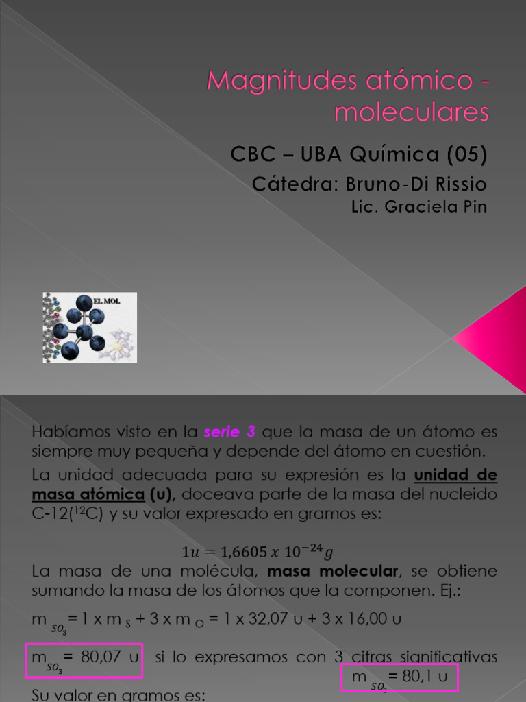 Magnitudes Atómico Moleculares - GPin | PDF | Mole (Unidad) | Metrología