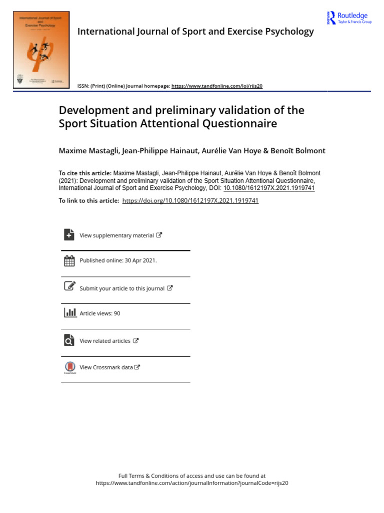 Development And Preliminary Validation Of The Sport Situation Attentional Questionnaire Pdf
