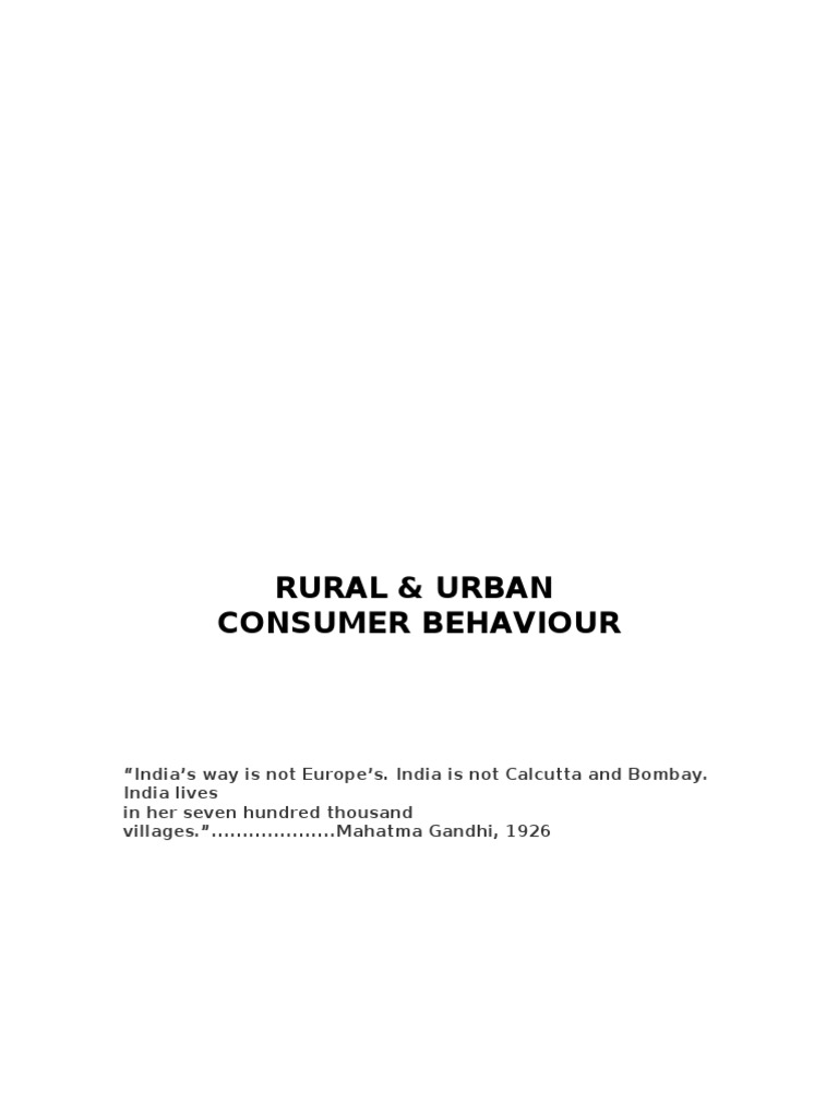 Rural and Urban Consumer Behaviour | PDF | Consumer Behaviour | Final Good