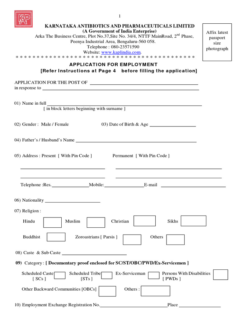 Kapl Application Form New | PDF