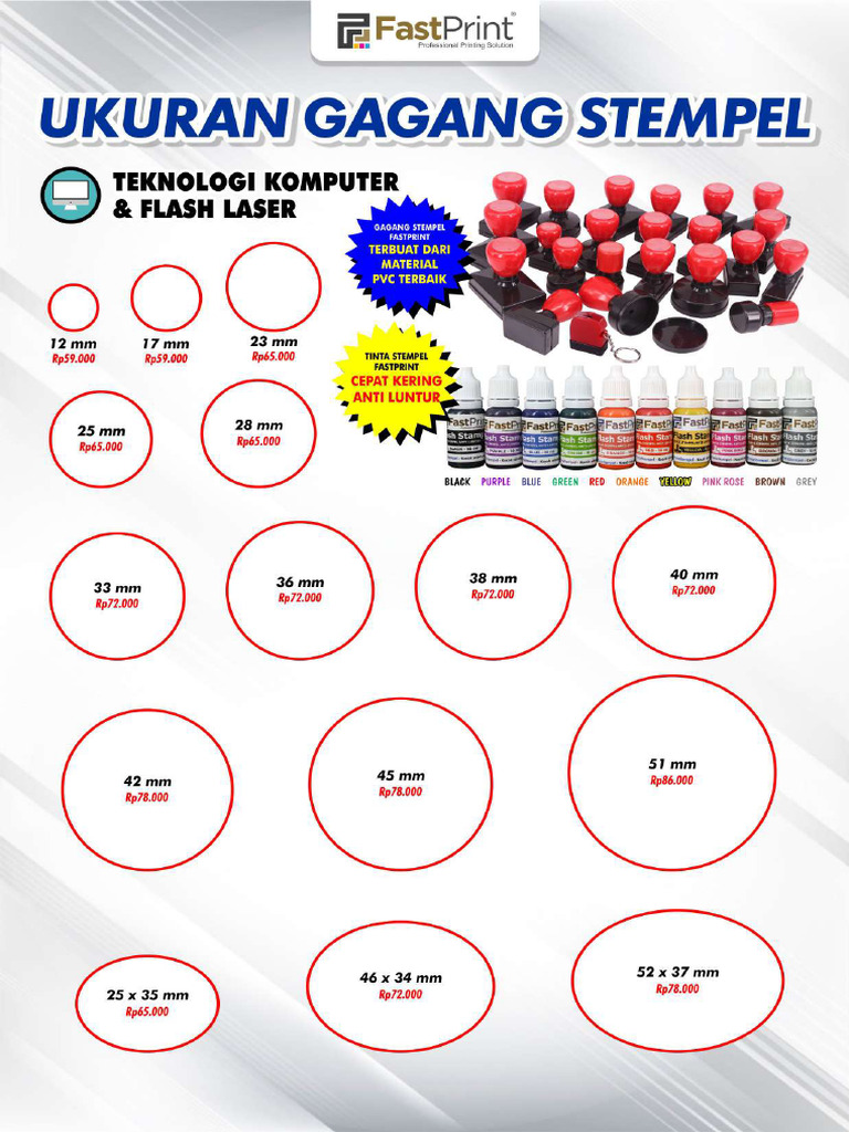 Katalog Ukuran Dan Harga Jasa Stempel | PDF