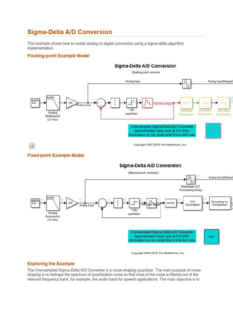 Sigma-Delta A/D Conversion: Floating-Point Example Model | PDF | Analog To Digital Converter ...