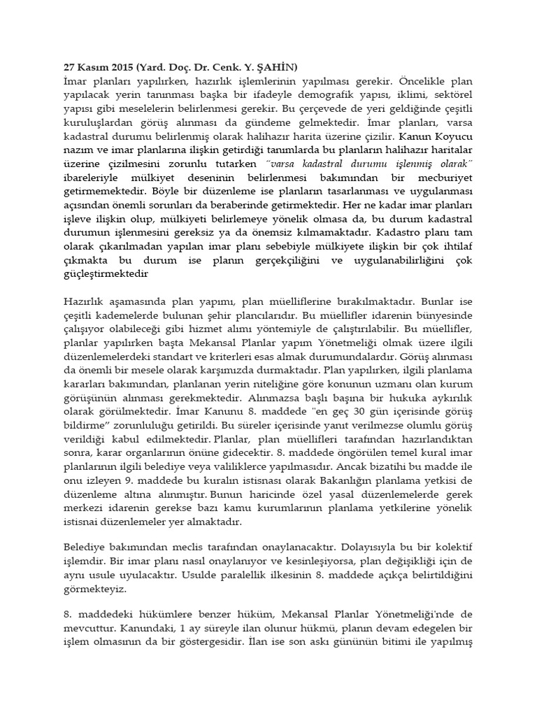 İmar_Hukuku_ders_notu_II_2015-2016 | PDF