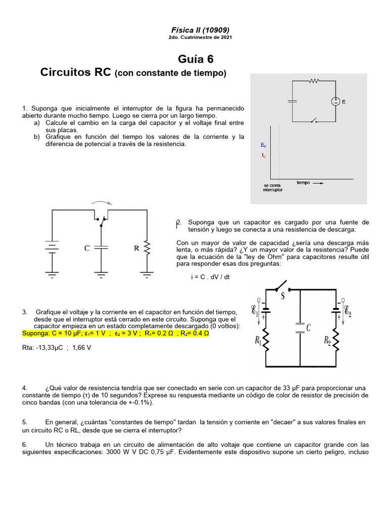 2021 - Guia 6 - Circuitos RC 1 | PDF