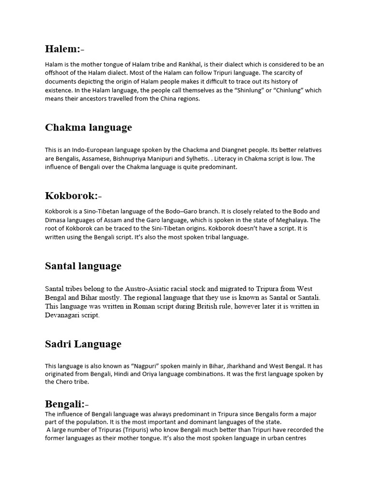 Languages of Tripura | PDF | Linguistics | South Asia