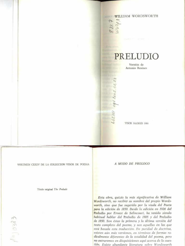 Wordsworth, William - El Preludio (Libros I y II) | PDF