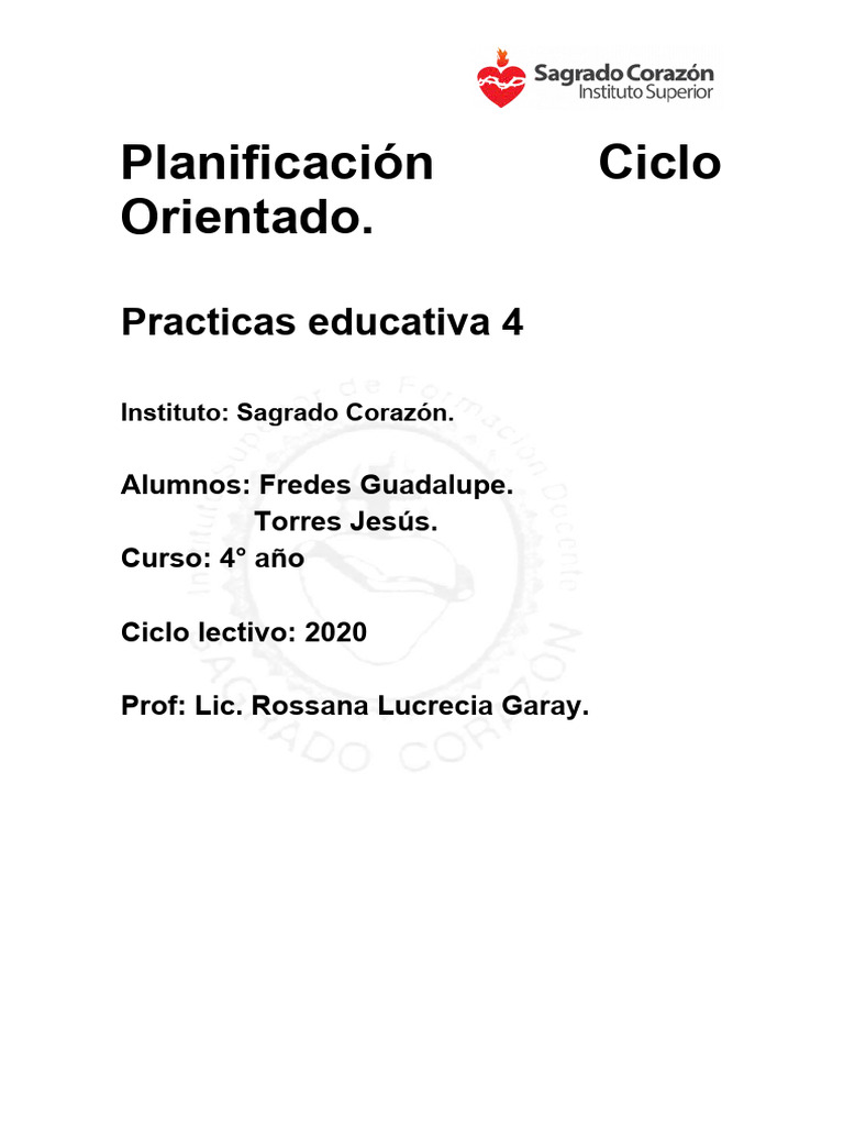 Planificación Anual Ciclo Orientado Fredes y Torres MODIFICADO | PDF ...