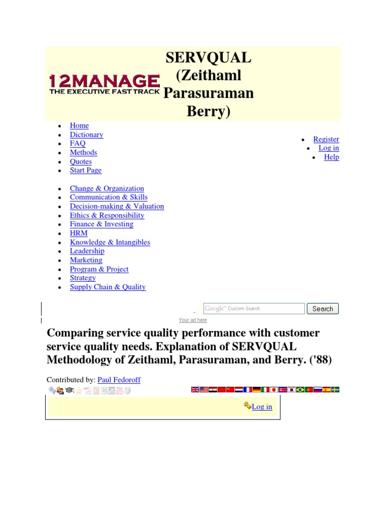 Servqual (Zeithaml Parasuraman Berry) | PDF | Validity (Statistics ...