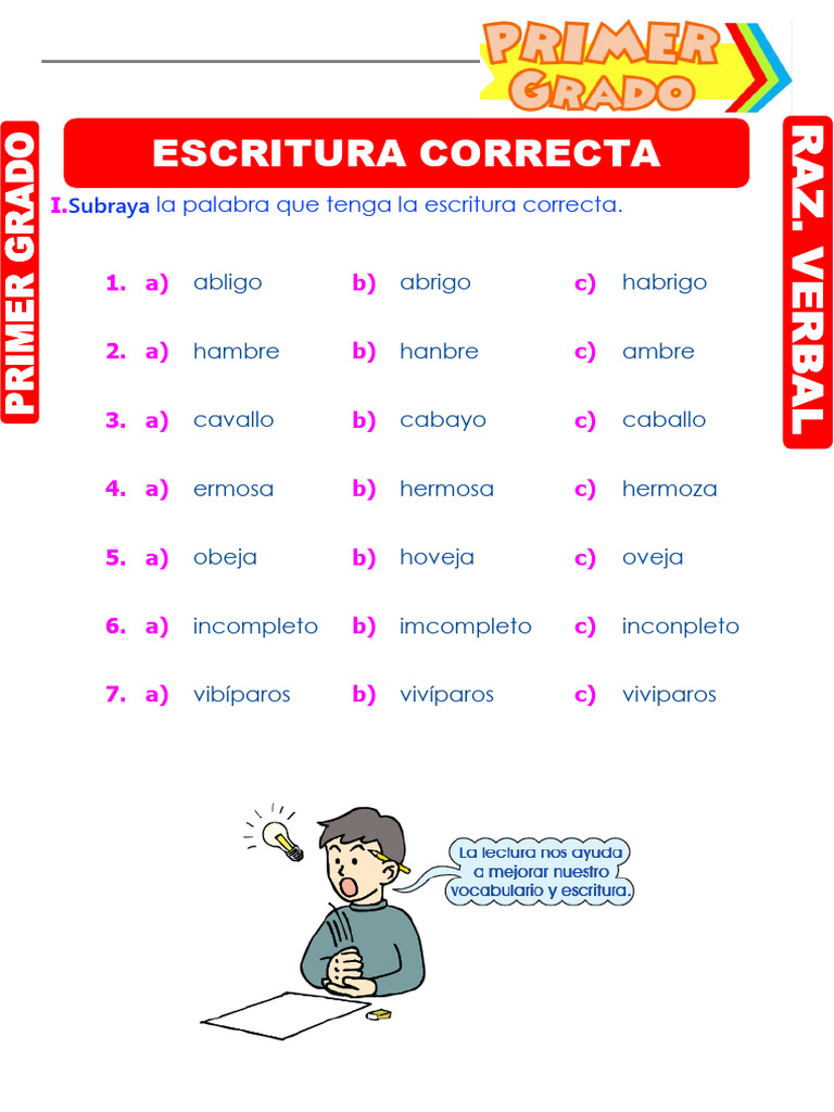 Escritura Correcta para Primer Grado de Primaria | PDF