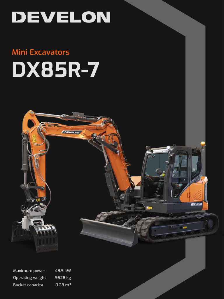 Develon DX85R-7 Mini Excavator Overview | PDF