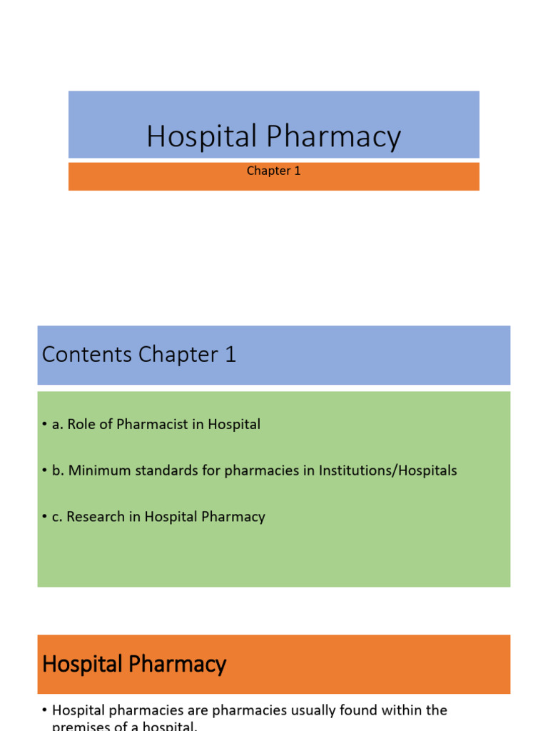 Chap 1 Hospital Pharmacist | PDF