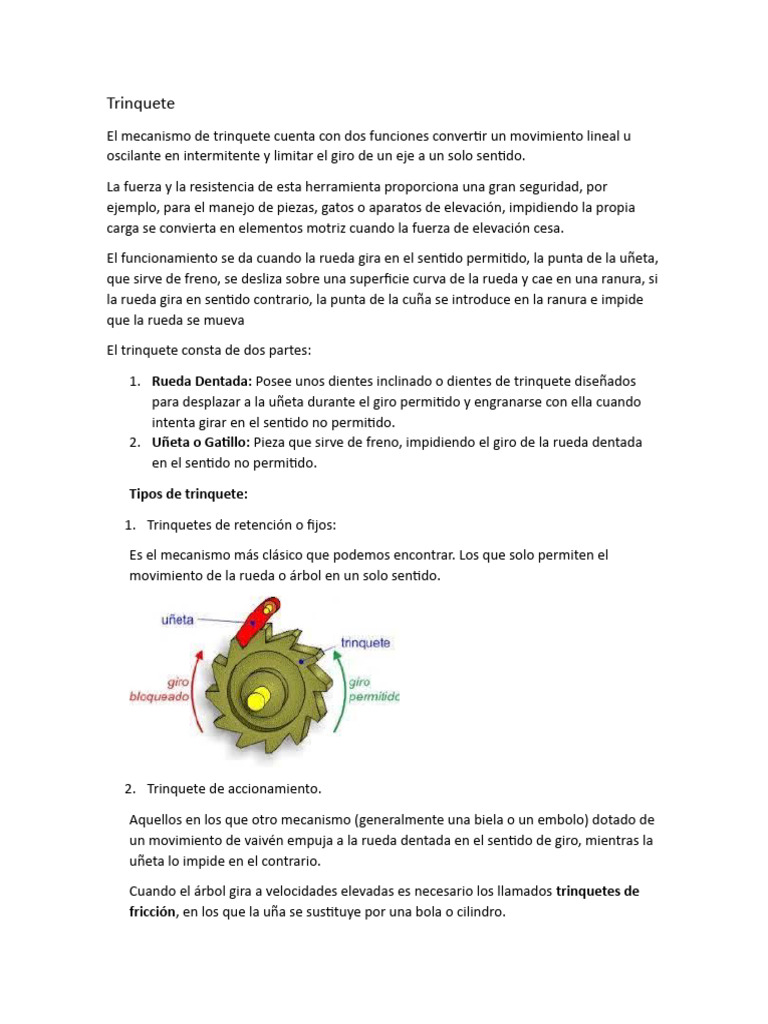 Mecanismos y Tipos de Trinquete | PDF