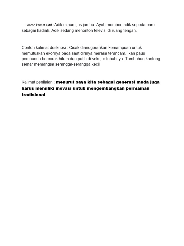 Contoh Kaimat Aktif | PDF