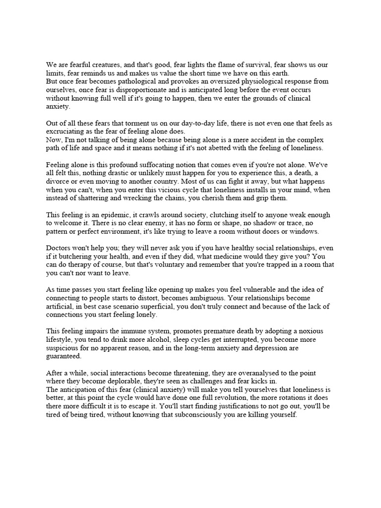 loneliness essay | PDF