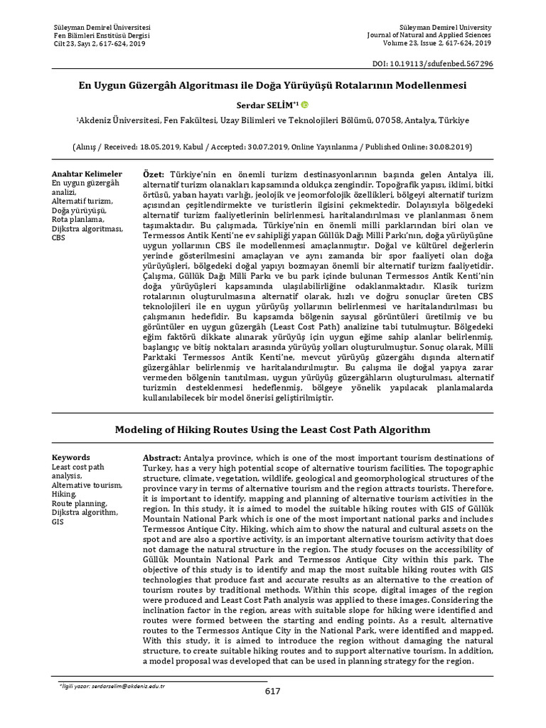 En Uygun Guzergah Algoritmasi Ile Doga Yuruyusu Ro | PDF