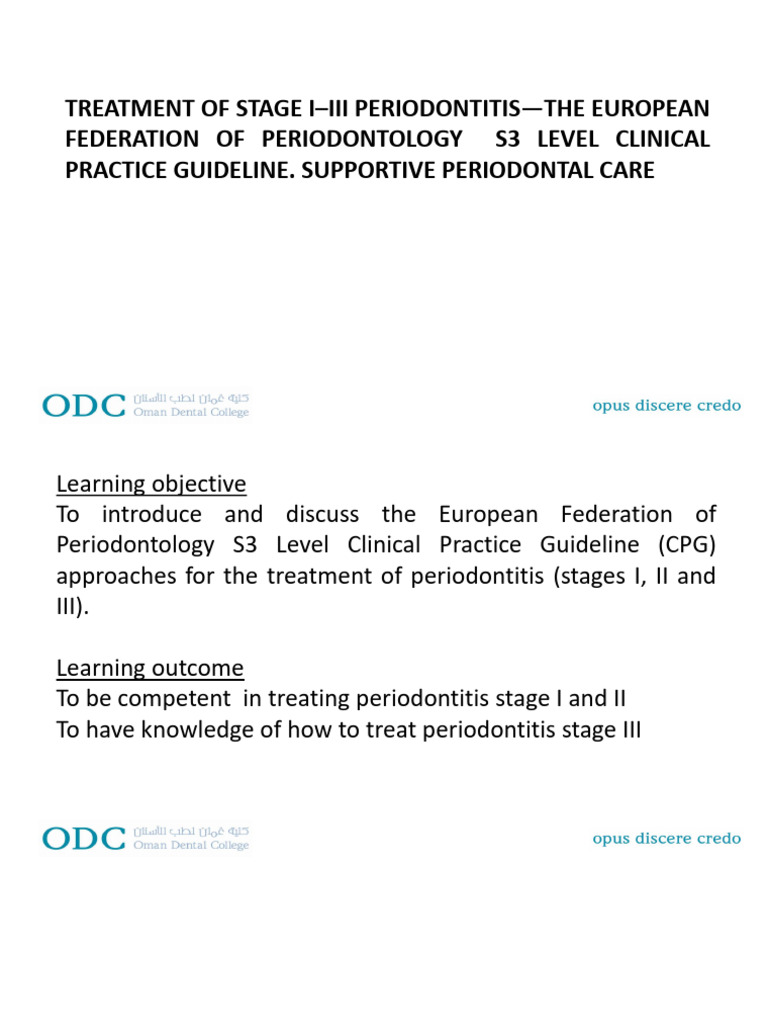 WEEK 4. Treatment of Stage I-III Periodontitis. Clinical Practice ...