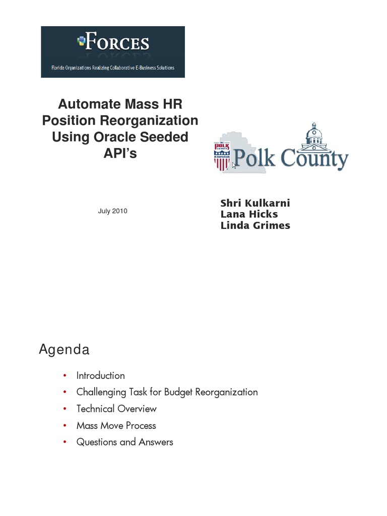Automate Mass HR Position Reorganization Using Oracle Seeded API's ...