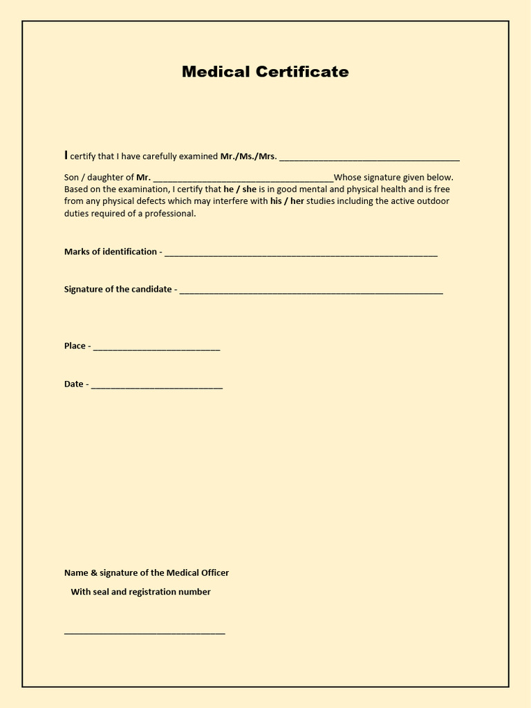 Medical Certificate Format and Sample | PDF