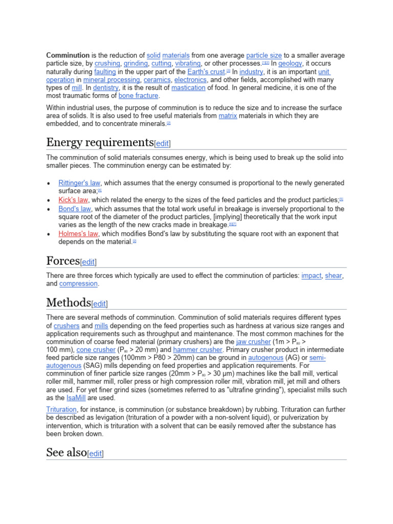 Comminution Theory | PDF