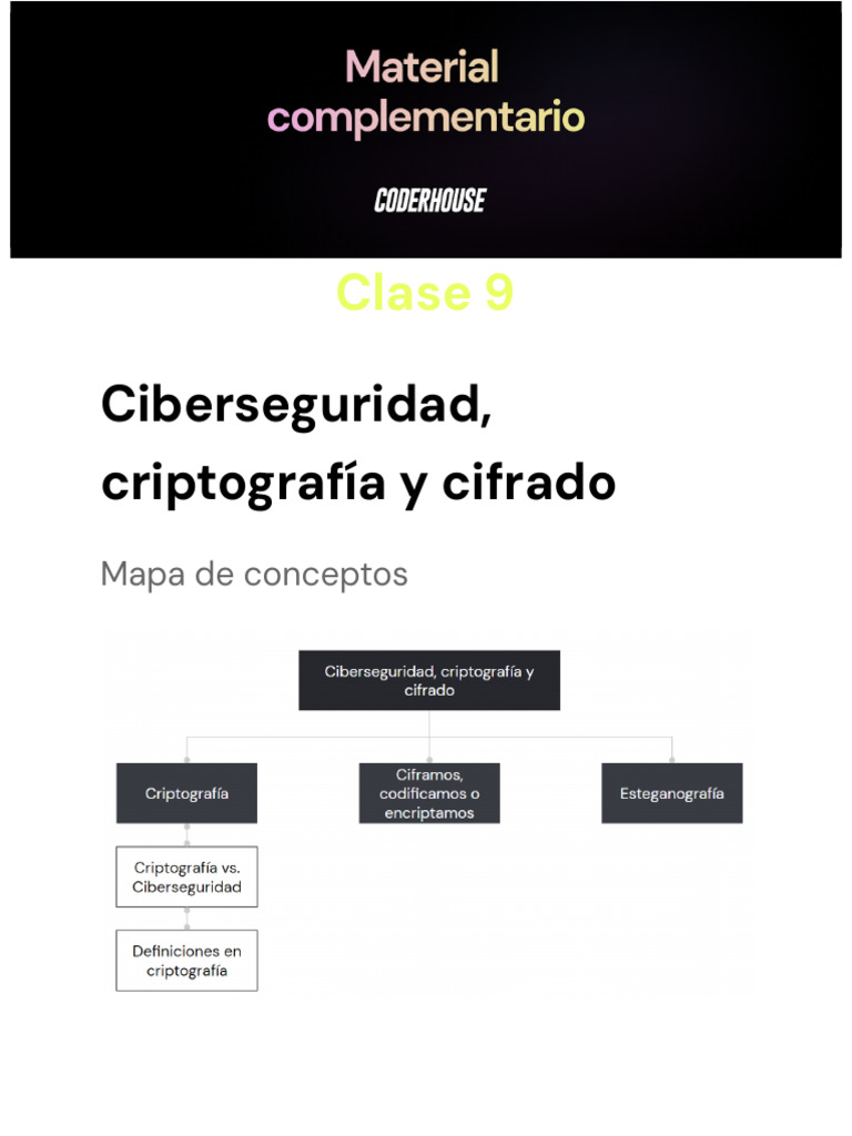 Clase 9 - Ciberseguridad, Criptografía y Cifrado | PDF | Clave (criptografía) | Seguridad