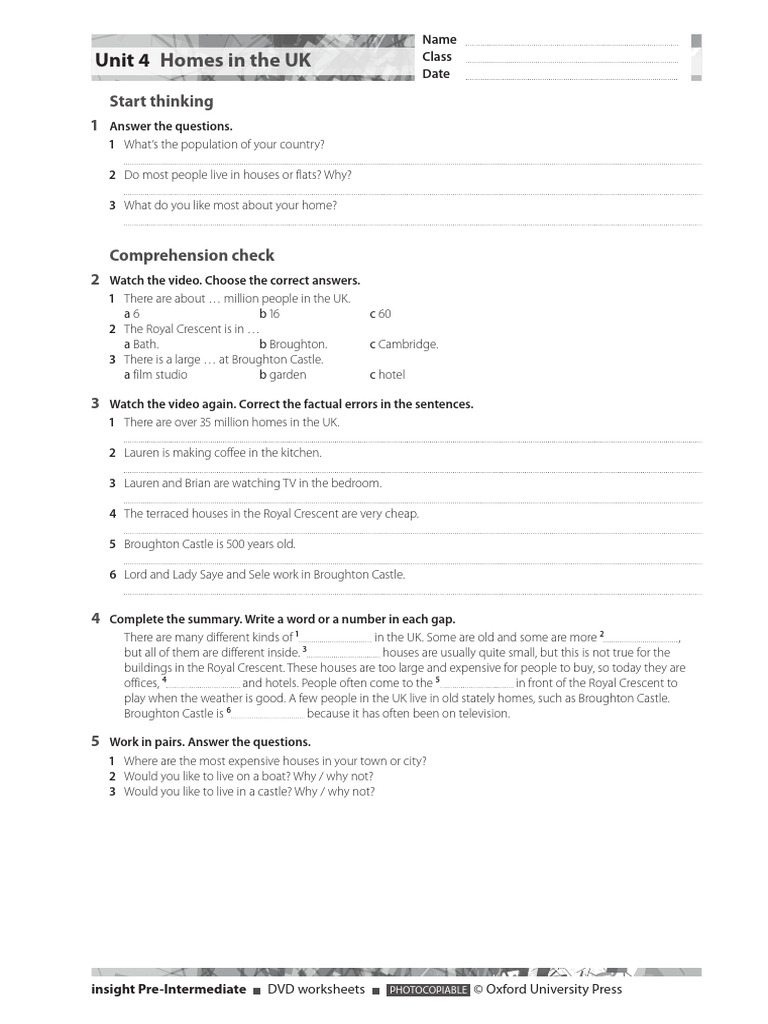 Insight Pre-Int DVD Unit 4 | PDF