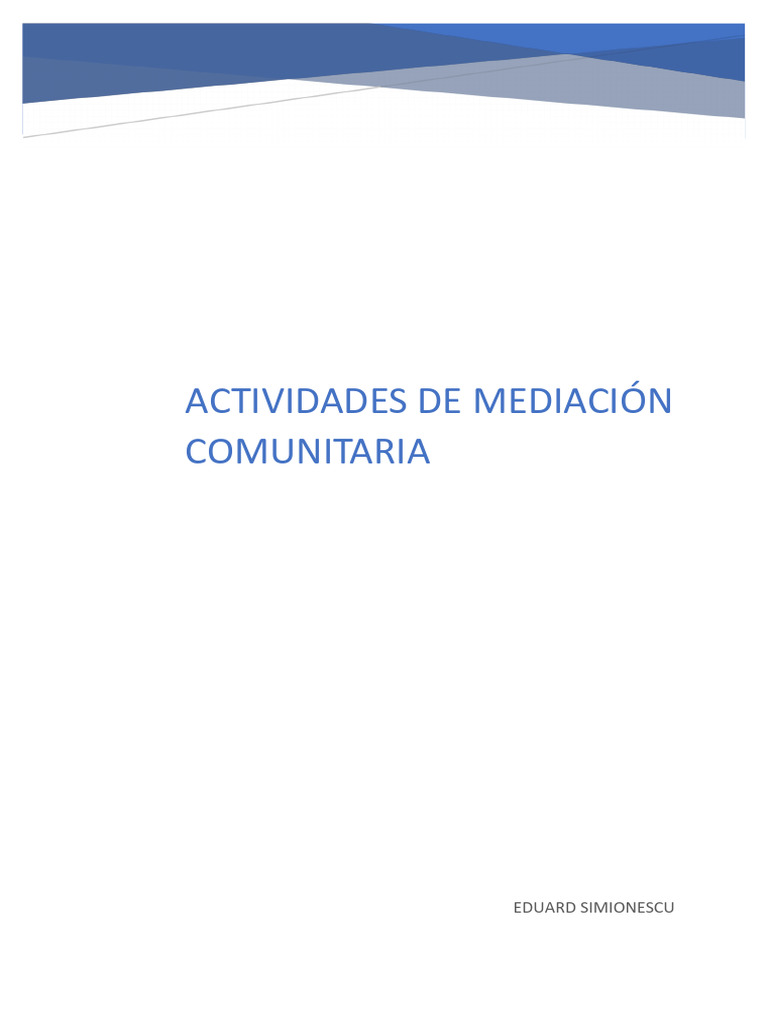 Acticidades de Mediación Comunitaria | PDF | Mediación | Conflicto (proceso)