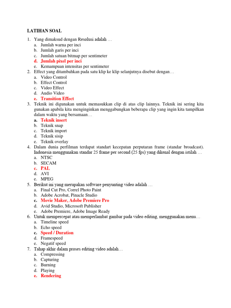 10 Soal Latihan TPV | PDF