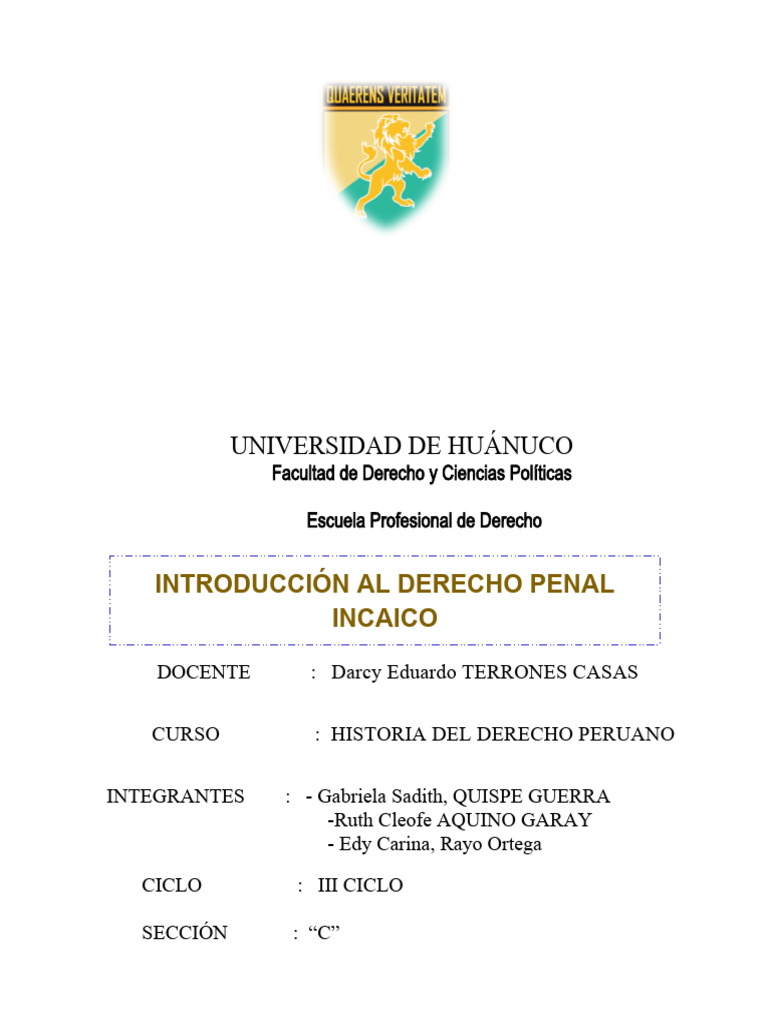 Introduccion Al Derecho en El Imperio Incaico Monografia | PDF | Imperio Inca | Derecho penal