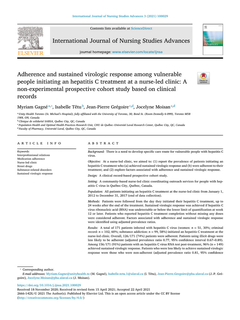 Adherence and Sustained Virologic Response Among Vulnera 2021 International | PDF | Hepatitis C ...