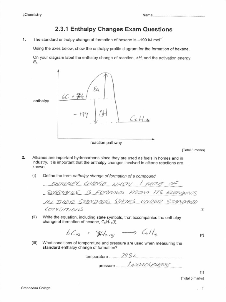 Enthalpy Answers | PDF