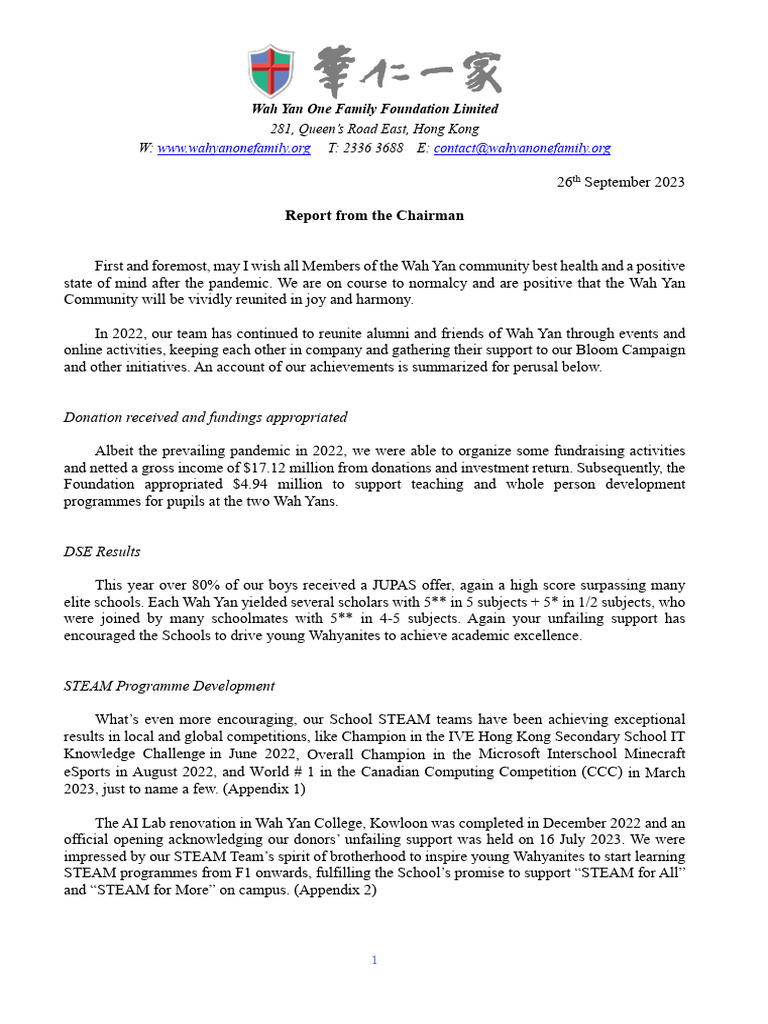 Chairman's Report 2023 | PDF