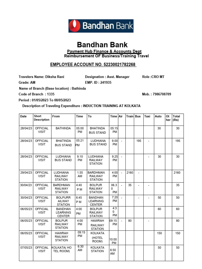 Diksha Rani Induction Training Bill | PDF