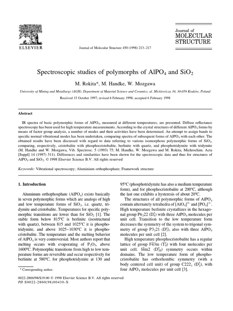 Spectroscopy of AlPO4 and SiO2 Polymorphs | PDF