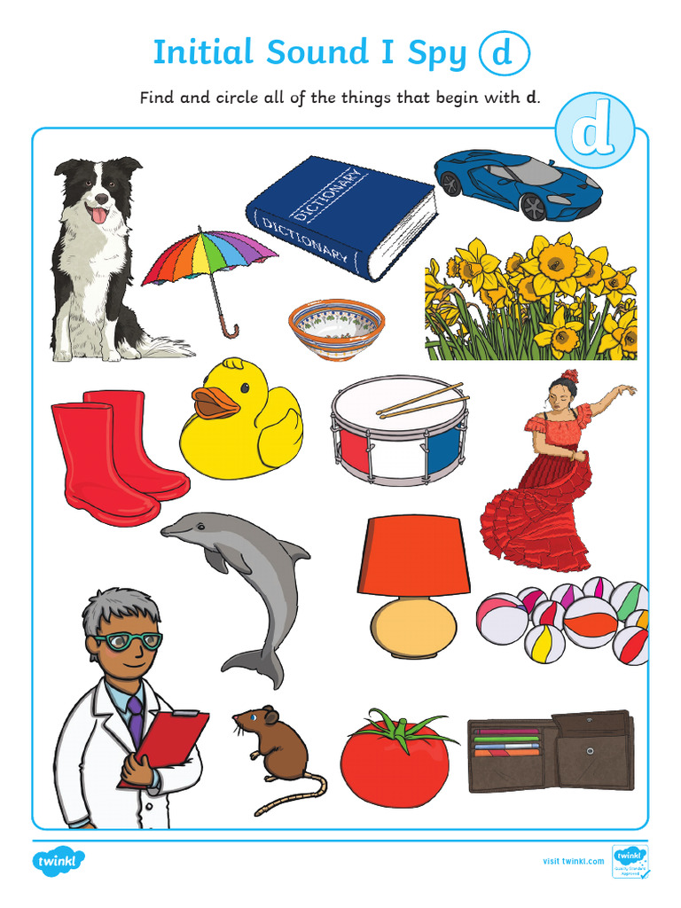Initial Sound I Spy Activity Letter D | PDF