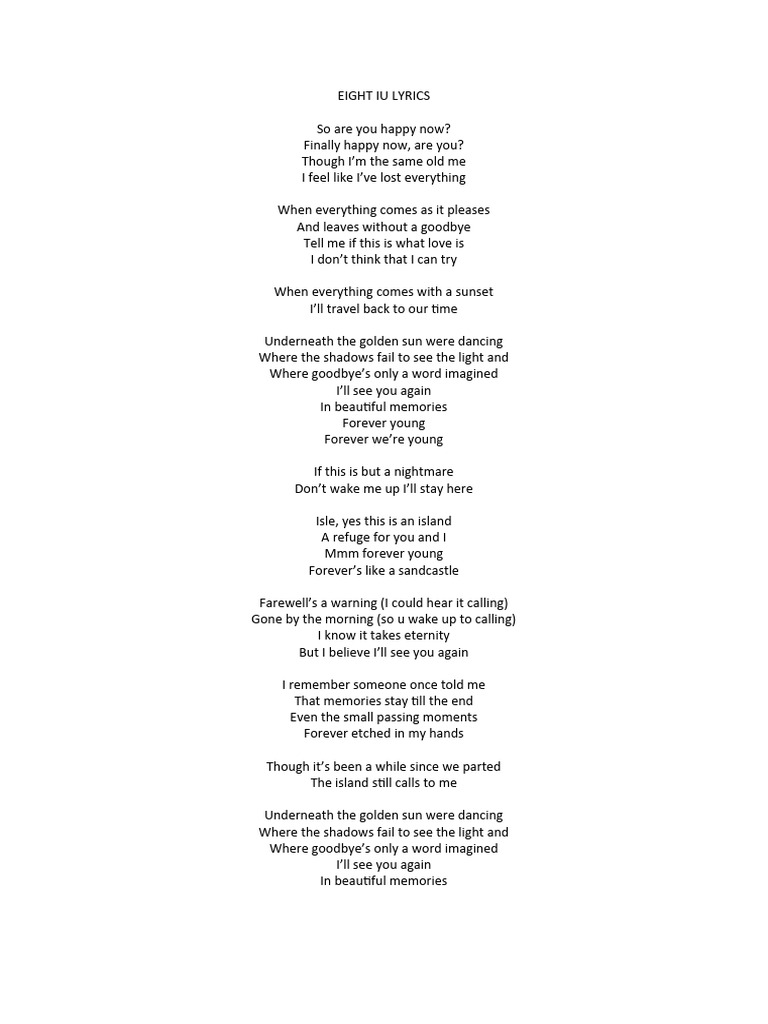 Eight IU Lyrics | PDF