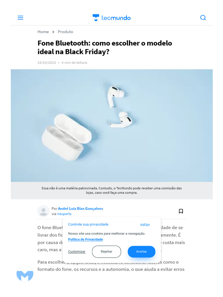 Fone Bluetooth: Como Escolher o Modelo Ideal Na Black Friday? | PDF