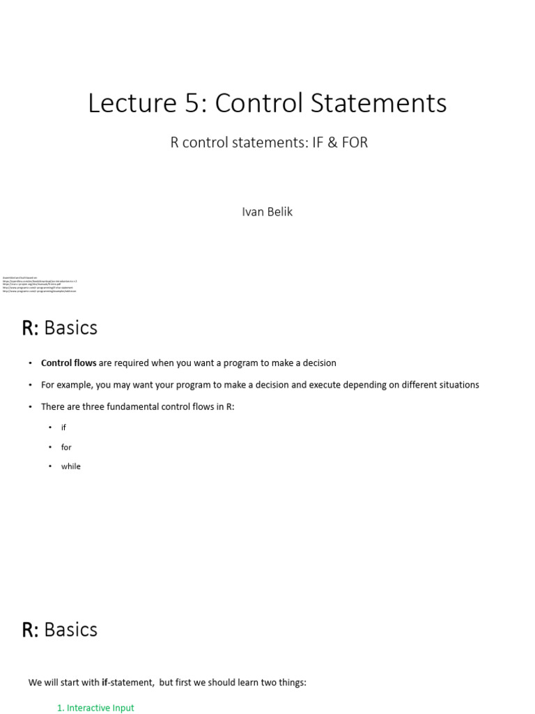 R - Lecture 5 | PDF | Mathematical Logic | Computer Programming R - Lecture 5 | PDF | Mathematical Logic | Computer Programming