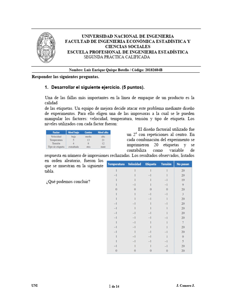 Diseño Factorial 2k y 2k No Replicado | PDF | Experimentar | Diseño de ...