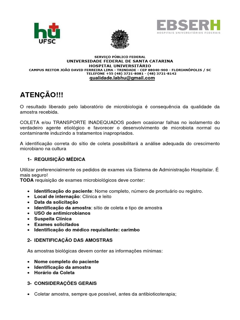 Manual de Coleta Para Exames Microbiol%C3%B3gicos | PDF | Sepse ...