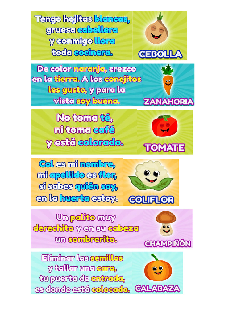 Adivinanzas Verduras | PDF