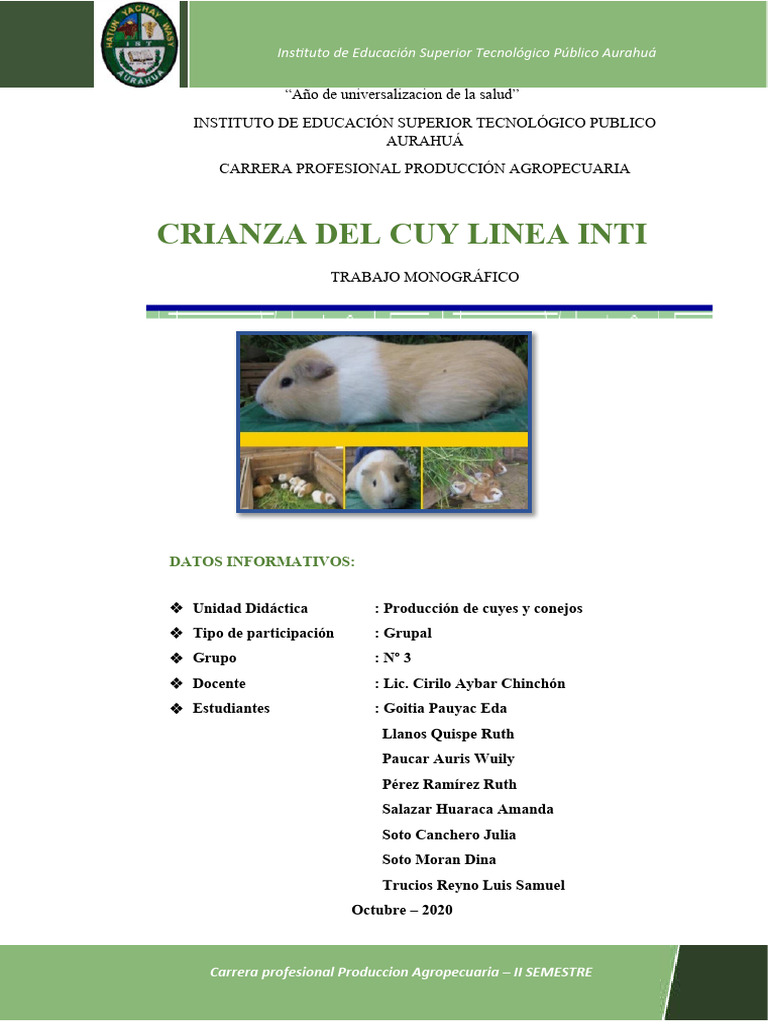 Crianza de Cuy Inti | PDF