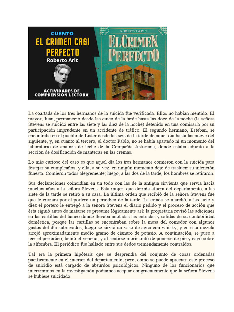El Crimen Casi Perfecto. | PDF | Suicidio | Refrigerador