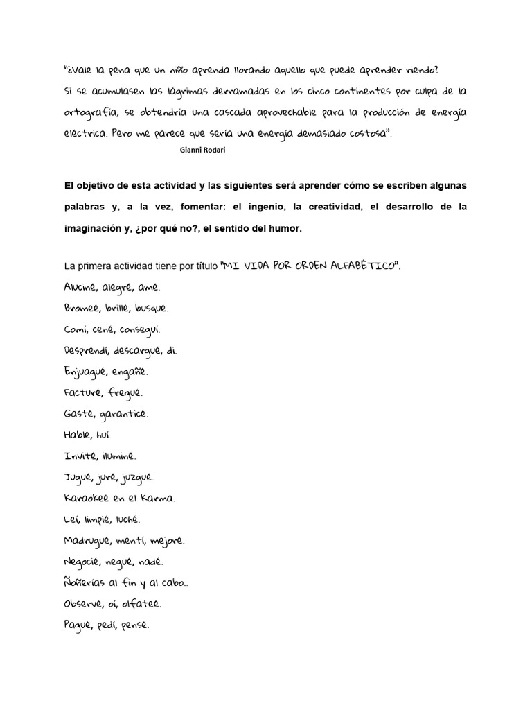 Mi Vida Por Orden Alfabético | PDF