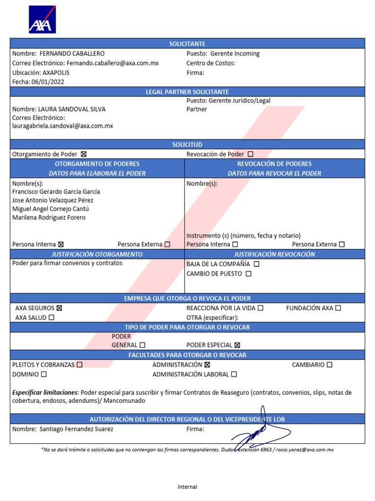 Solicitud Otorgamiento de Poderes Reaseguro - Flattened | PDF