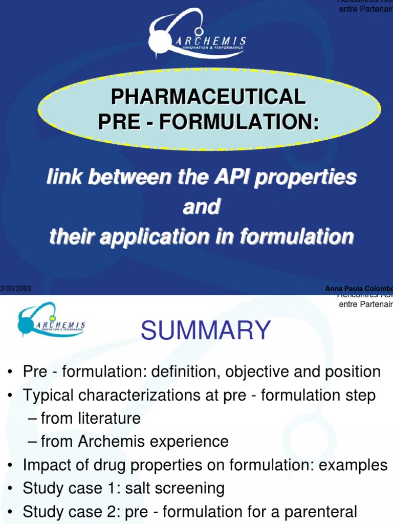 Pharmaceutical PRE - Formulation | PDF | Pharmaceutical Formulation ...