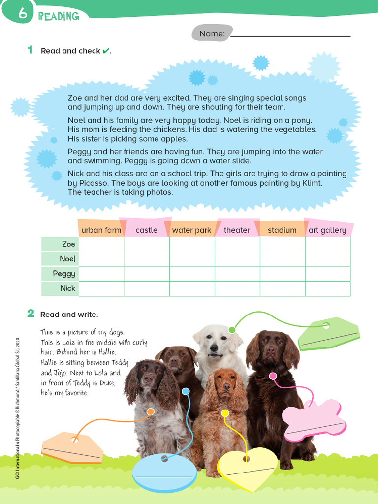 Go Int 4 Unit 6 Reading Worksheet | PDF