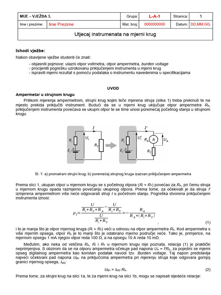 LV3-2022 - Utjecaj Instrumenata Na Mjerni Krug | PDF
